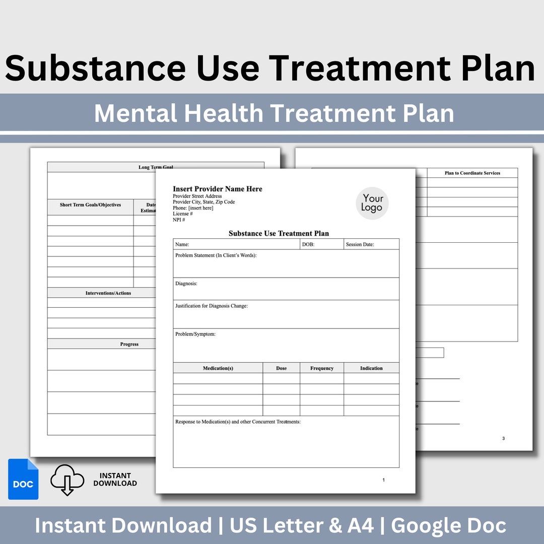 Treatment Plan Template Substance Use Editable Google Doc - Etsy