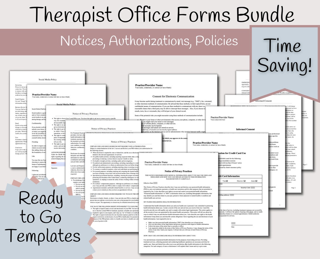 Therapy Private Practice Bundle Fillable & Editable Forms - Etsy