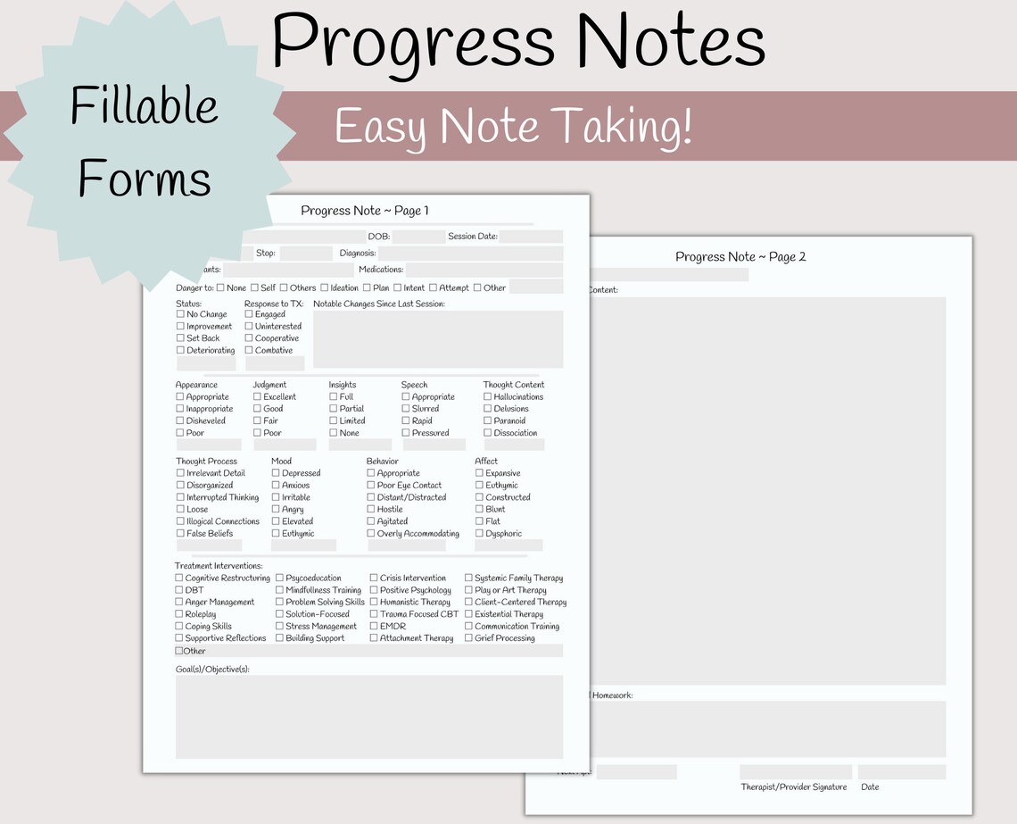 Documentation Bundle Progress Note Template Clinical Terms - Etsy