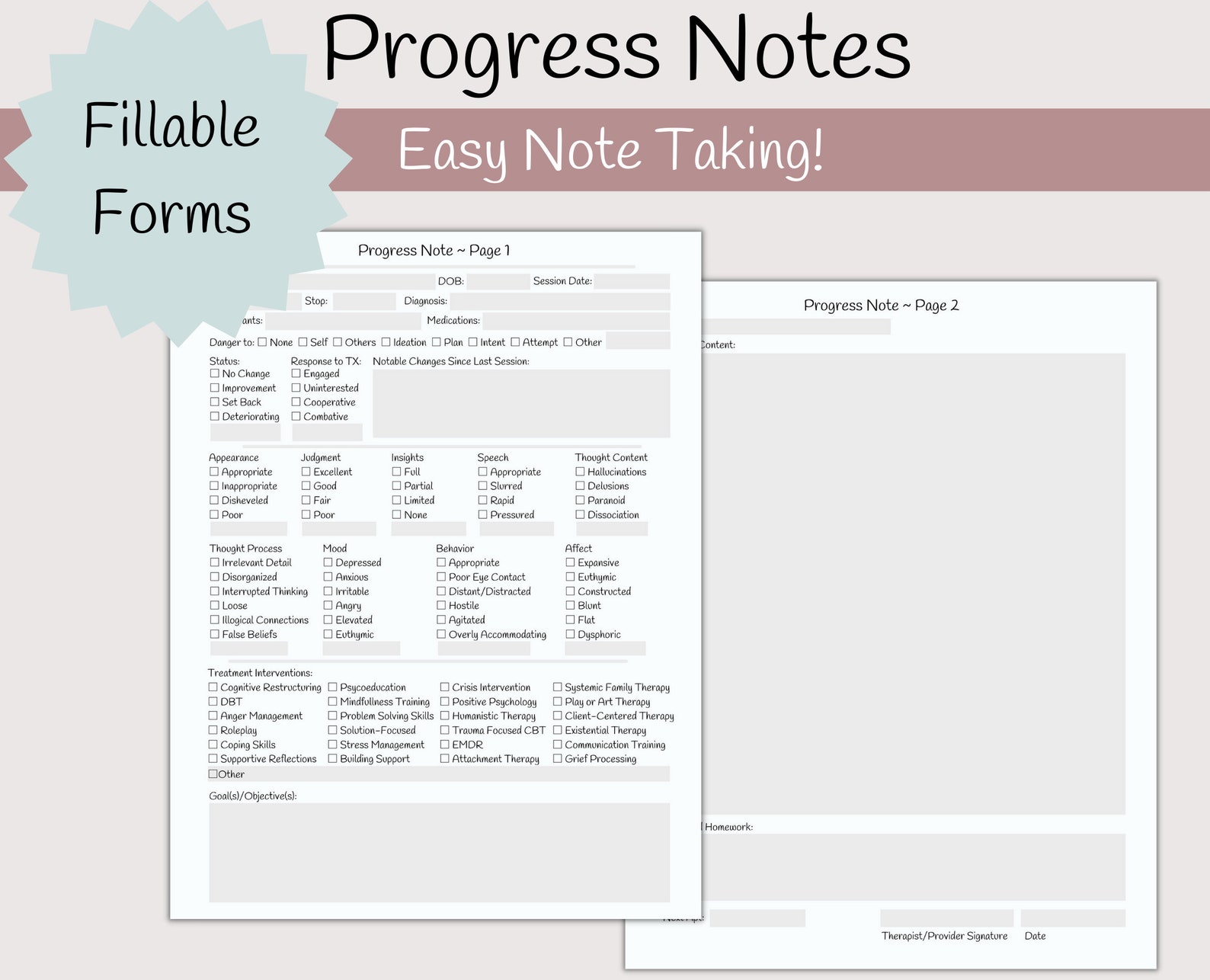 Documentation Bundle Progress Note Template Clinical Terms - Etsy