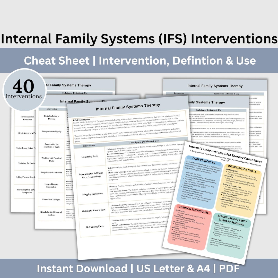 IFS Therapy Interventions Cheat Sheet: Internal Family Systems Guide ...