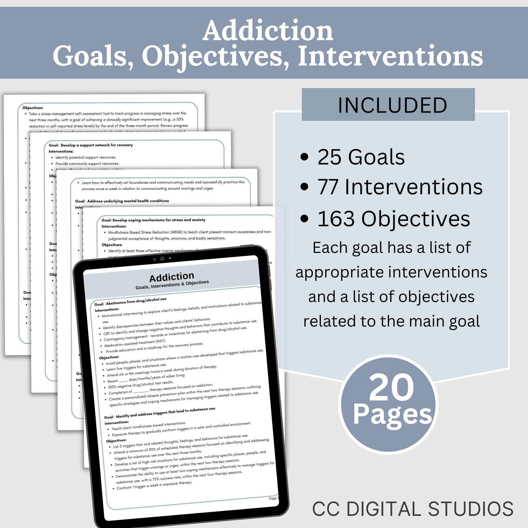 Substance Abuse Counselor Treatment Plan Cheat Sheet, Therapy Tool Measurable Goals Objectives ...