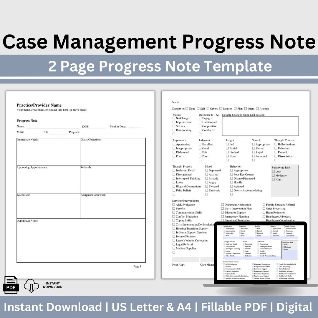 Case Management Notes, Social Worker Templates, Progress Notes, School ...