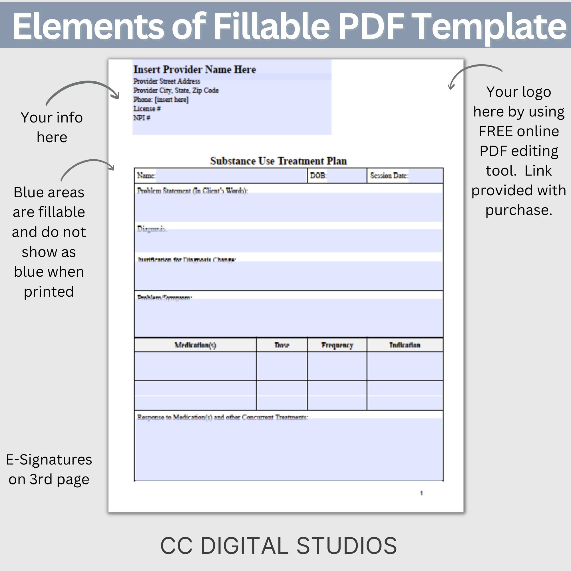 Therapy Treatment Plan Template Substance Use Fillable PDF, Mental ...