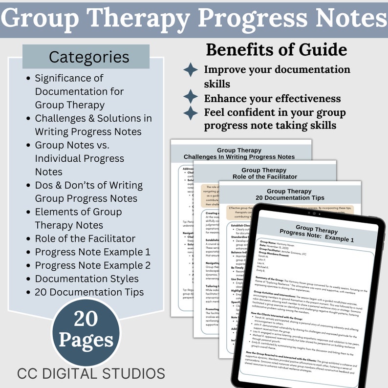 Therapist Documentation Guide Bundle: Progress Notes, SOAP Notes, Group ...