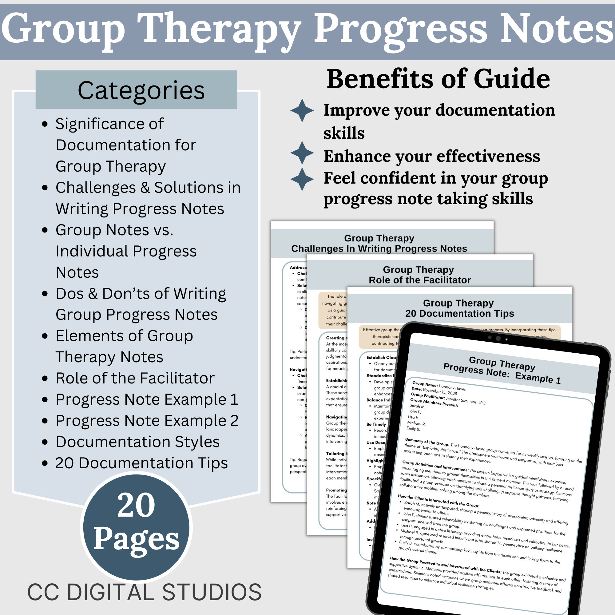 Therapist Documentation Guide Bundle: Progress Notes, SOAP Notes, Group ...