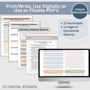 Imposter Syndrome CBT Worksheets: Mental Health Workbook (digital ...
