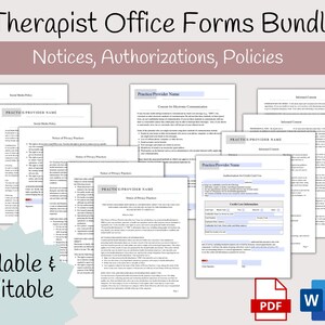 Therapy Private Practice Bundle Fillable & Editable Forms - Etsy