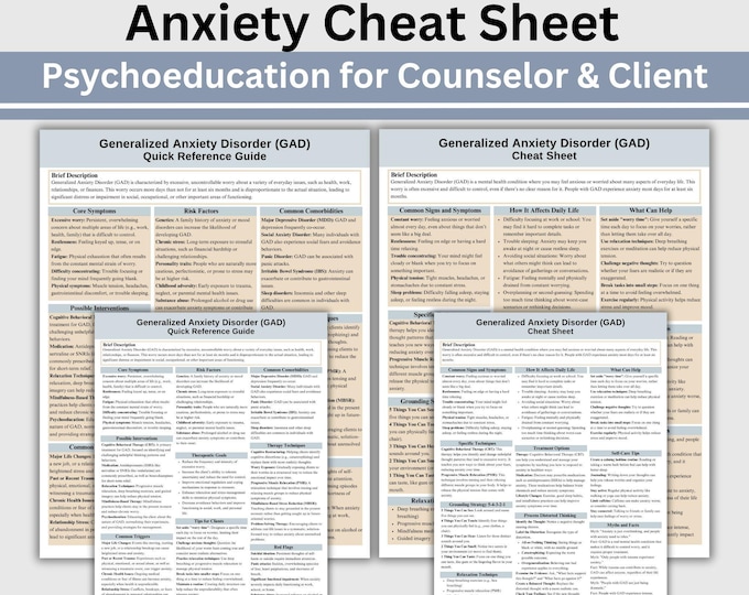 Anxiety Cheat Sheet - Etsy