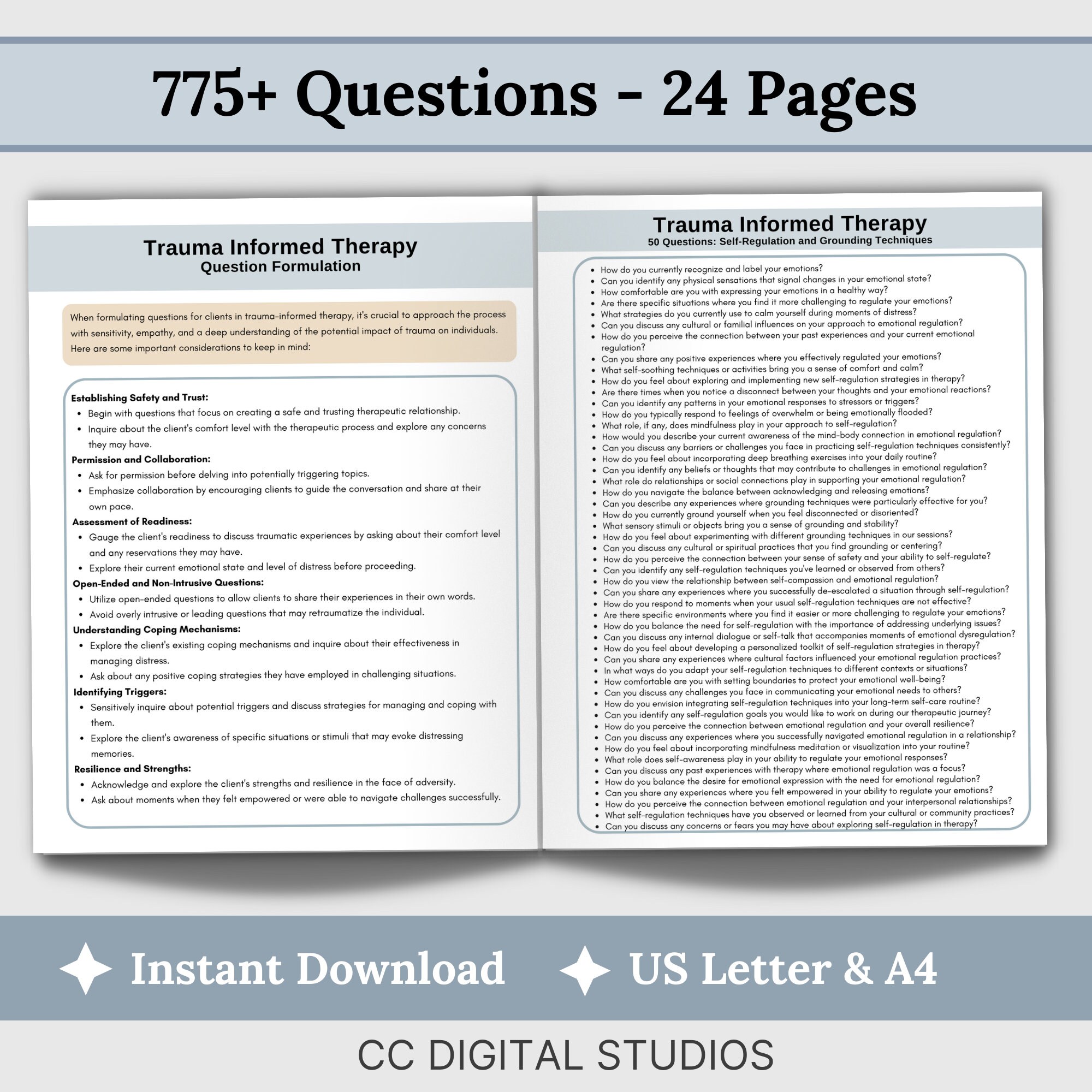 Trauma Therapy Questions: Therapist Resource & Conversation Starter ...