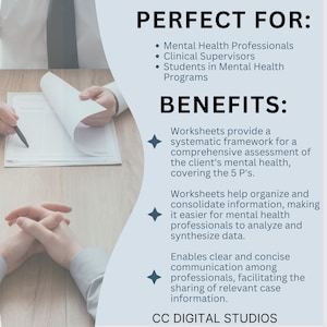 5 P's Case Formulation Worksheets: Mental Health Client Map (digital ...