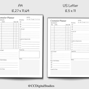 Counselor Daily Appointment Planner, Daily Clinical Planning Tool ...