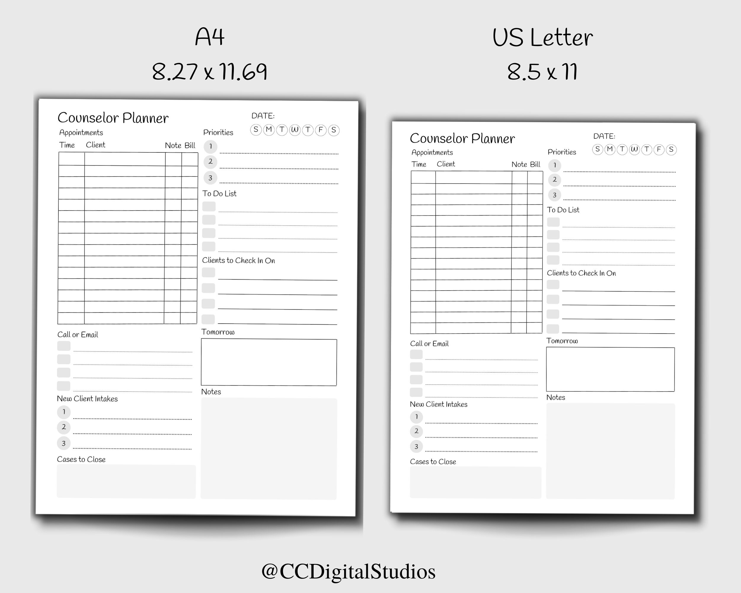 Counselor Daily Appointment Planner Daily Clinical Planning - Etsy UK