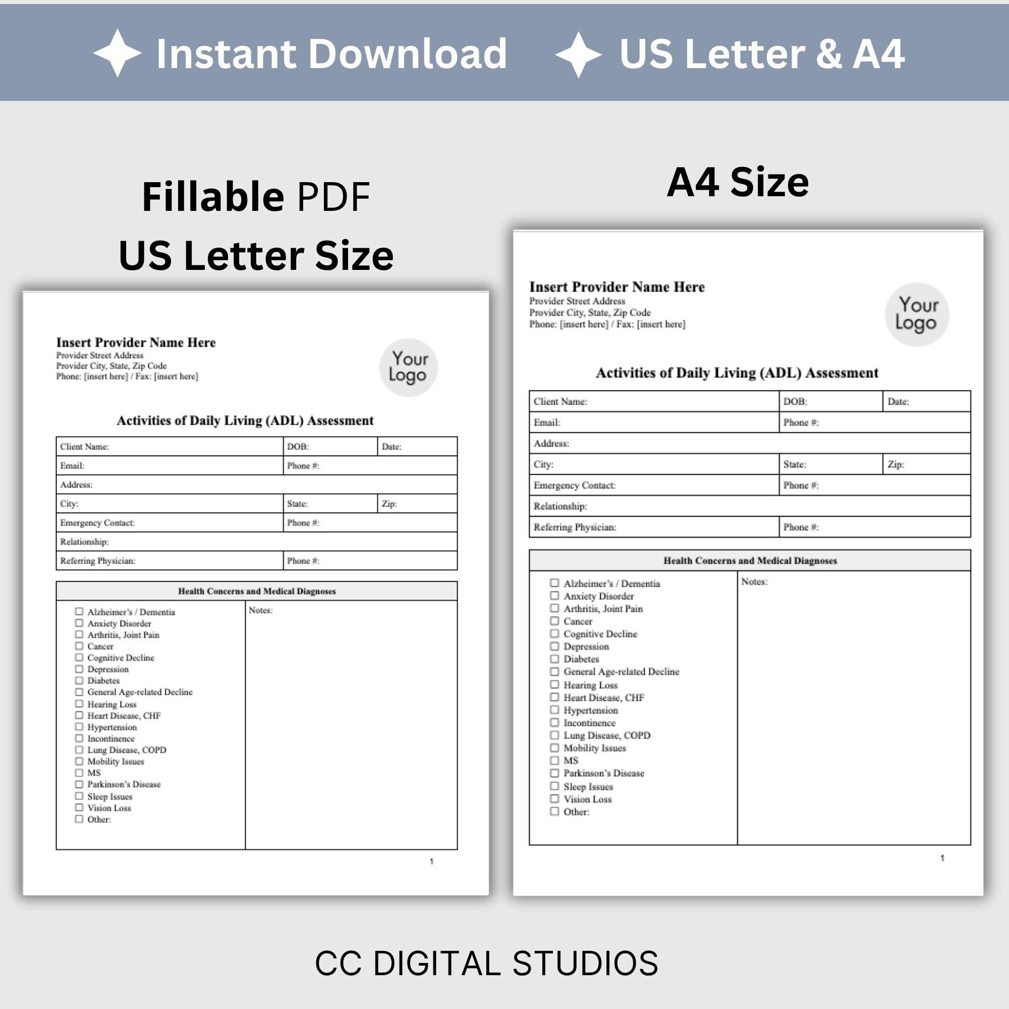 ADL Assessment Checklist: Activities of Daily Living, OT Home Care ...