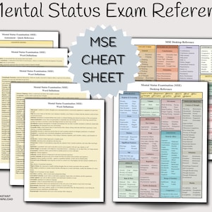 Mental Status Exam MSE Cheat Sheet Fillable Therapy Forms - Etsy Australia
