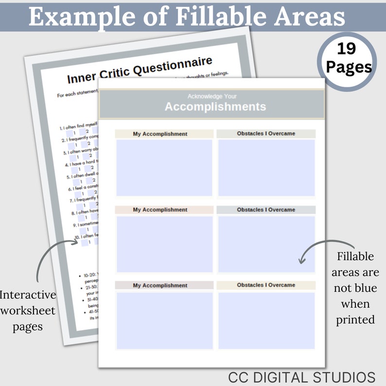 Inner Critic Therapy Worksheets, Self Help Inner Child Processing ...