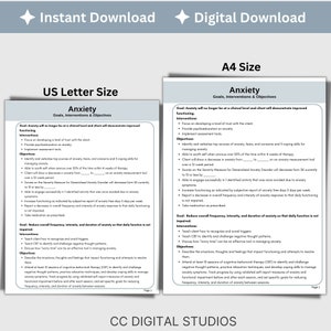 Anxiety Treatment Plan Cheat Sheet: Therapy Goals, Interventions ...