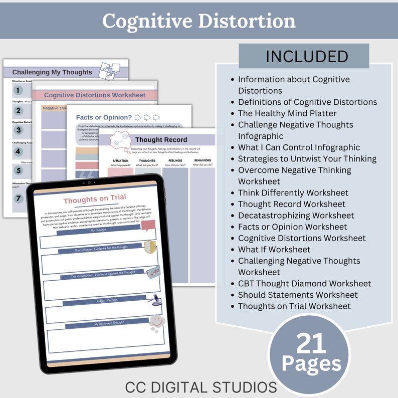 CBT Therapy Worksheets Bundle: Mental Health Counseling Resources ...