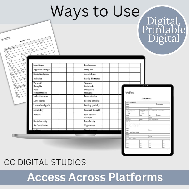 Student Intake Mental Health Form, School Social Worker, School ...