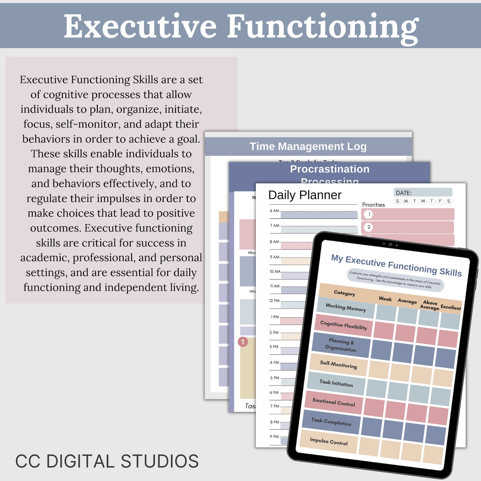 Executive Functioning Adult ADHD CBT Worksheets, Psychotherapy ...