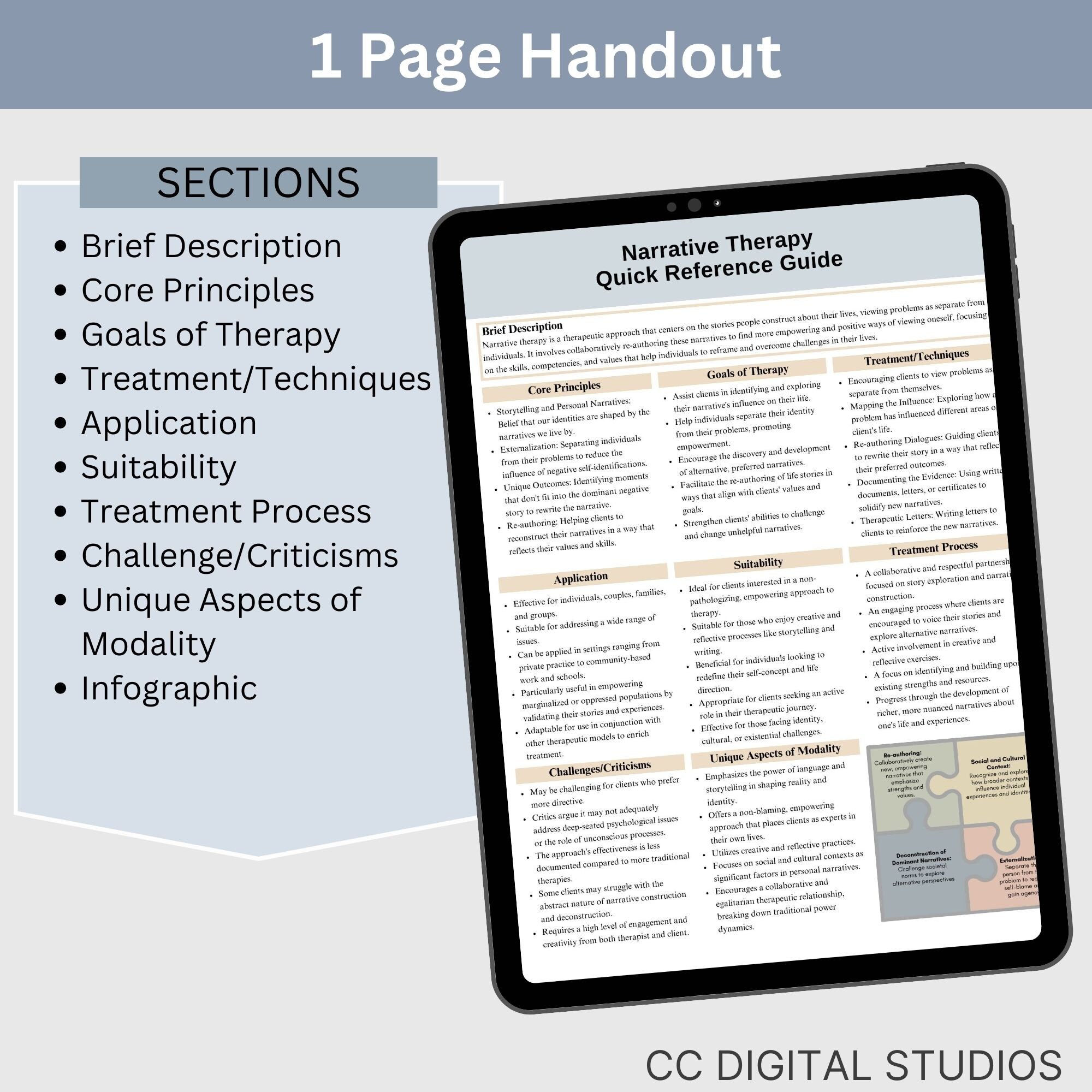 Narrative Therapy Quick Reference Guide: Counseling Handout (digital ...
