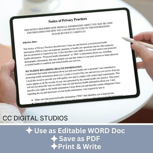 HIPAA Template Notice of Privacy Practices for Private Practice, WORD ...