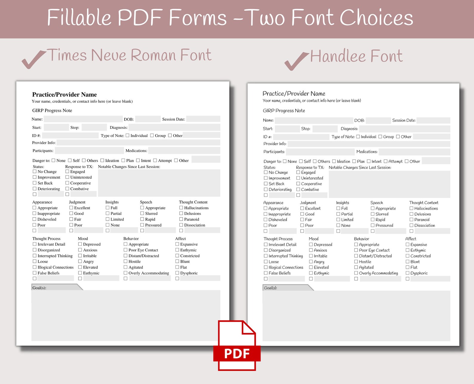 GIRP Progress Note Template Fillable & Printable Mental - Etsy