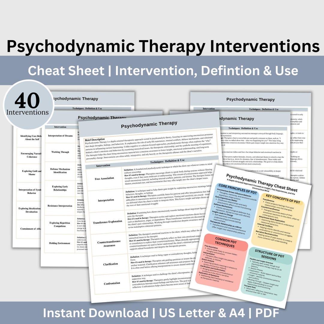 Psychodynamic Therapy Interventions List: Mental Health Cheat Sheet ...