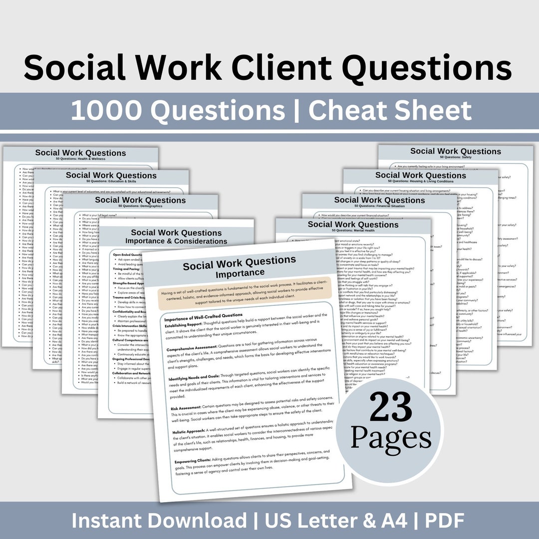 Social Work Client Questions: 1000 Therapy Questions (digital Download ...