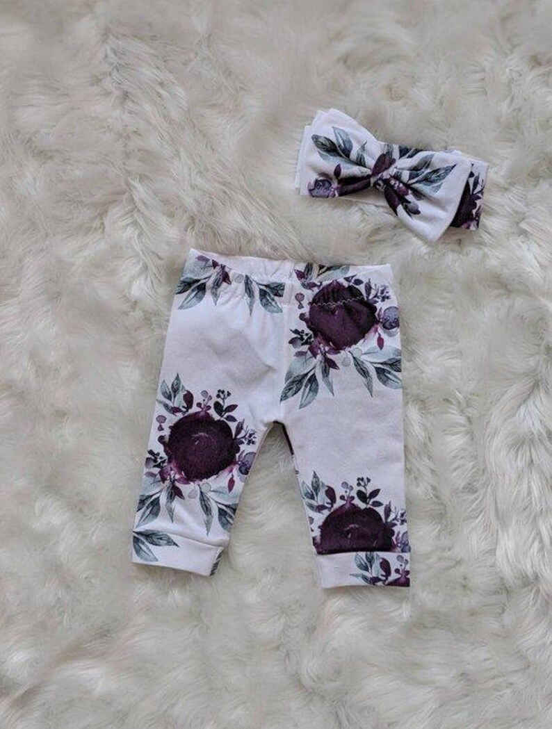 Baby Purple Floral Outfit, Custom Purple Bodysuit + Plum Purple Ice ...