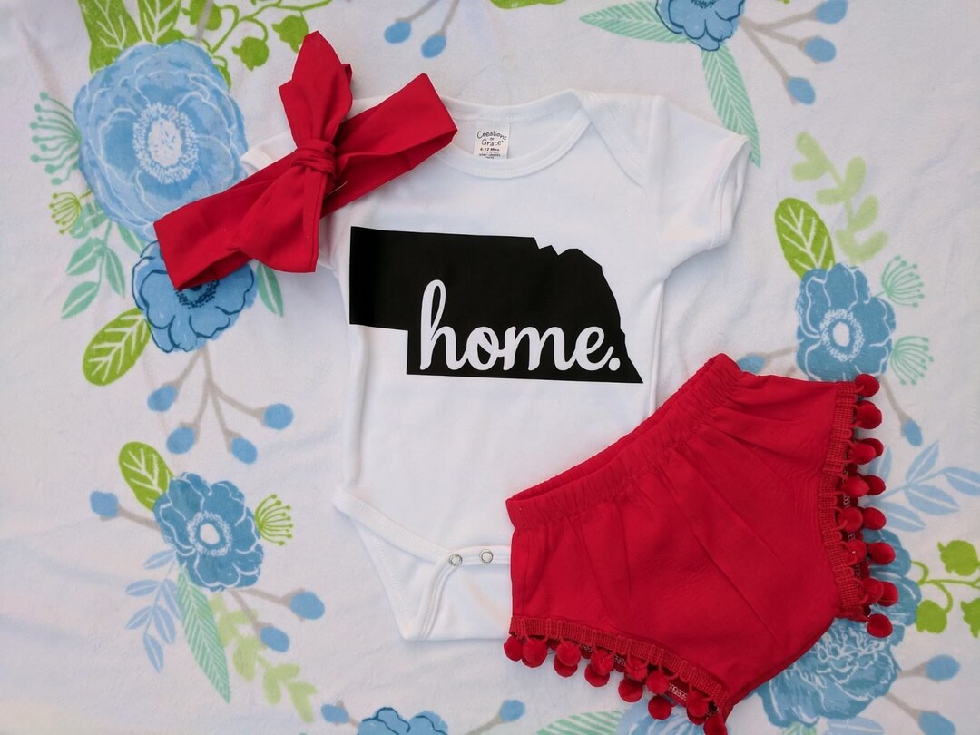 Baby Girls Nebraska Game Outfit / Scarlet Red Bloomer Plus Headwrap ...