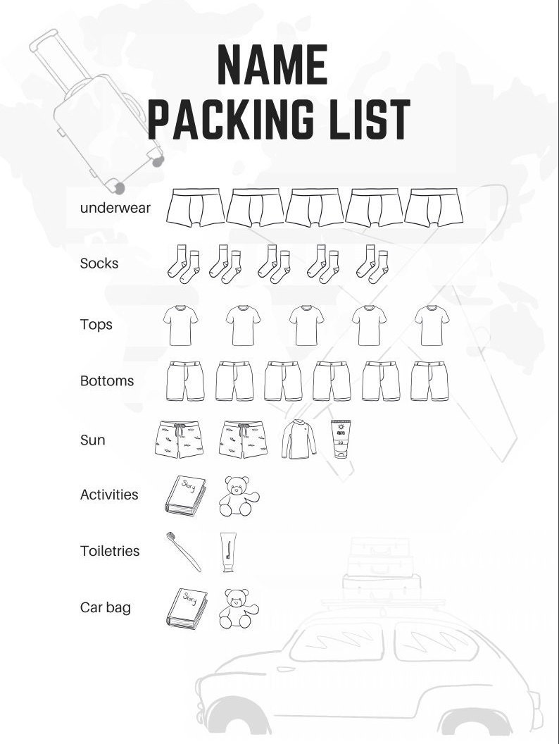 Canva Template Children's Packing List: Pre-reader, Early Reader ...