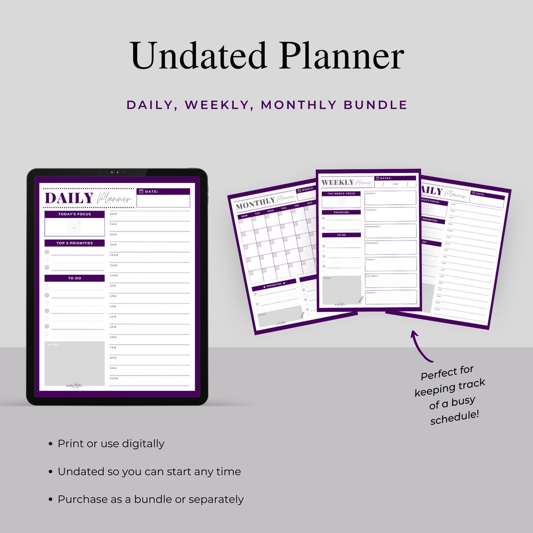 Undated Planner Bundle - Etsy
