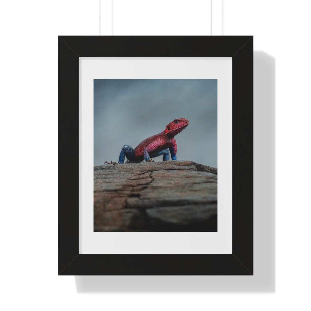 Vibrant Lizard Art Print, Framed Vertical Poster, Nature Decor, Animal ...