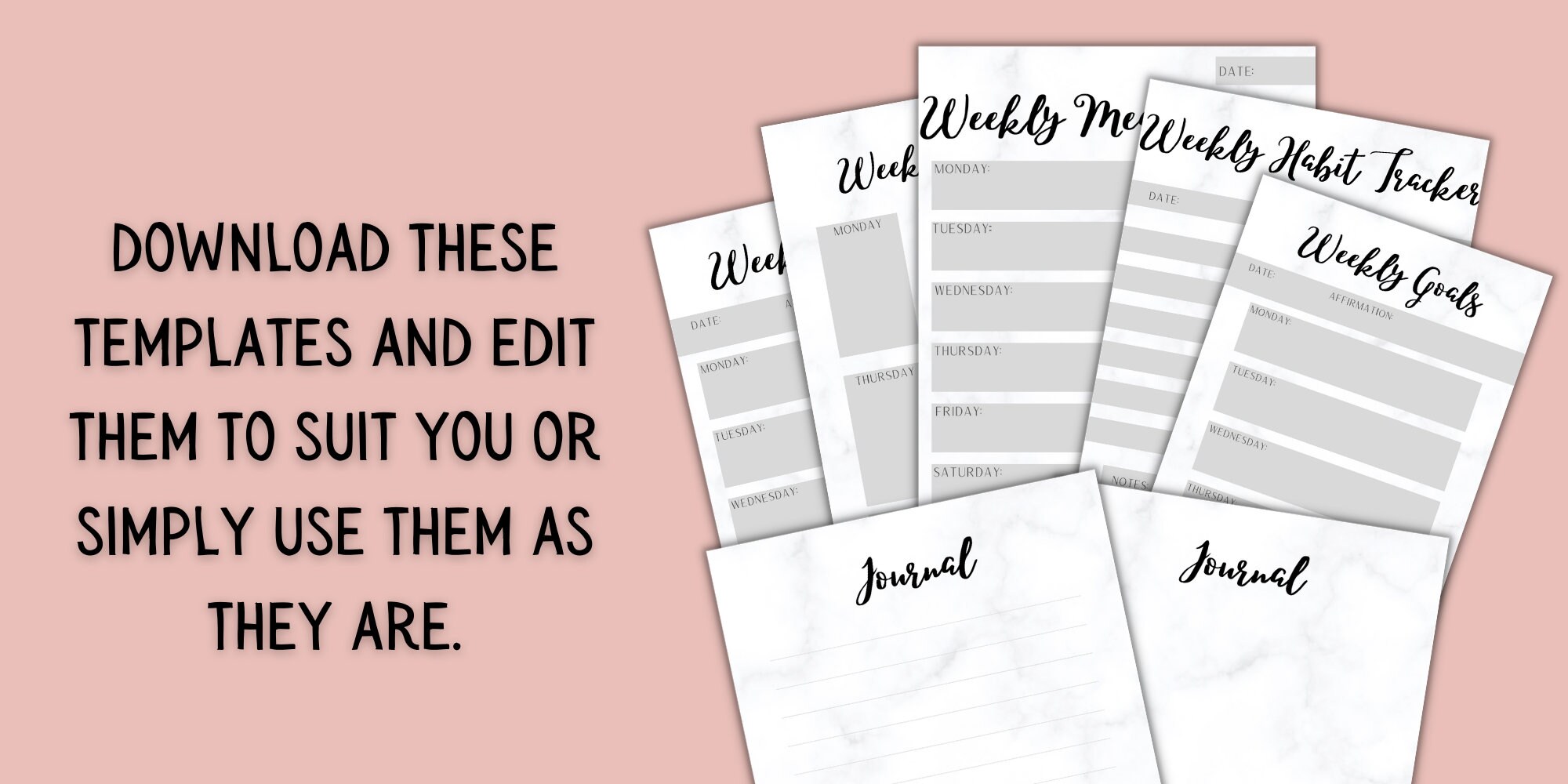 Printable Weekly Planner Sheets Bundle Template Etsy Small Business ...