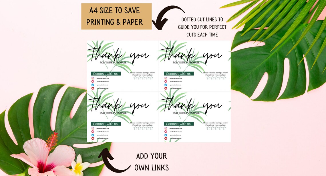 Printable Tropical Thank You Cards Business Templatesmall Business ...