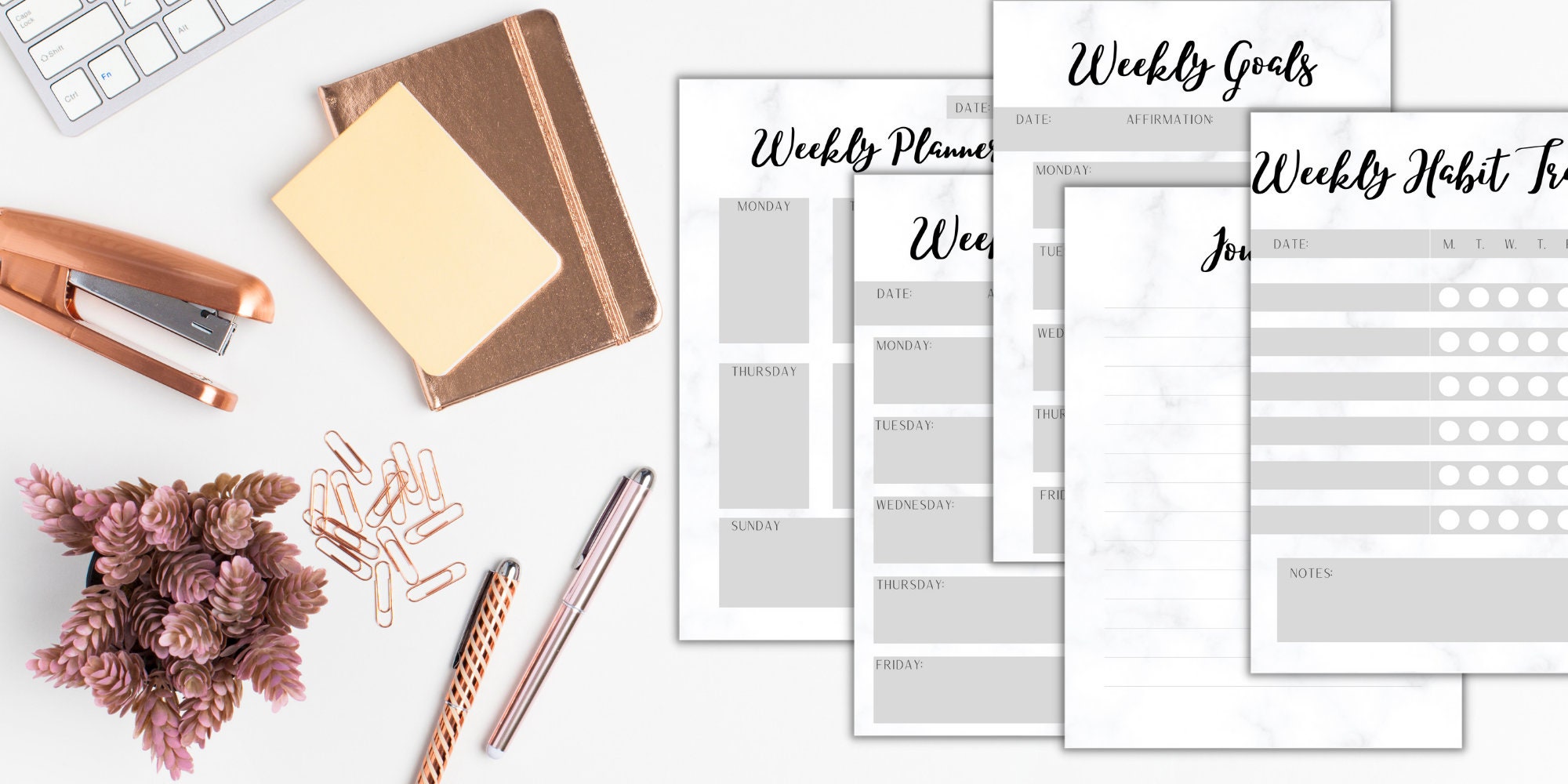 Printable Weekly Planner Sheets Bundle Template Etsy Small Business ...