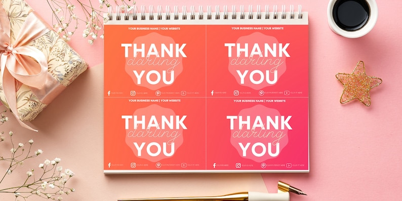 Tarjetas de agradecimiento imprimibles Plantilla empresarial - Etsy México