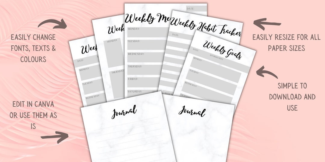 Printable Weekly Planner Sheets Bundle Template Etsy Small Business ...
