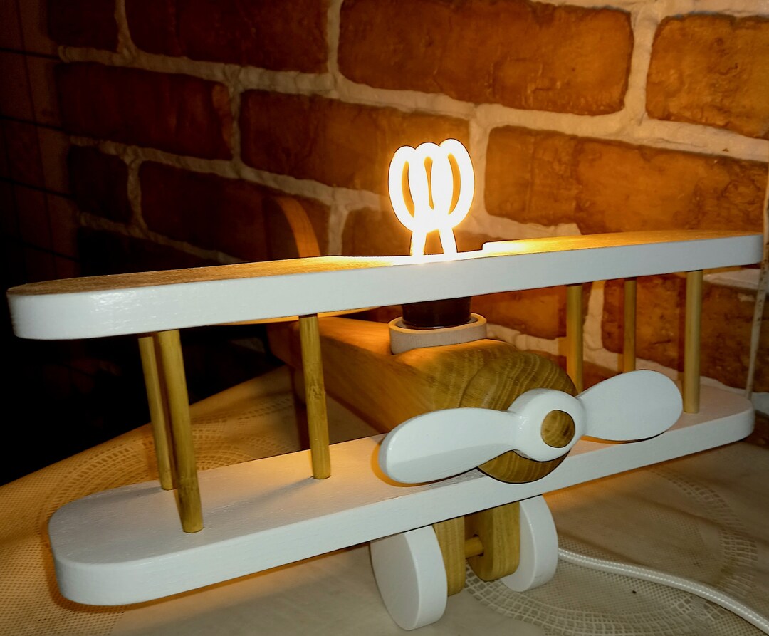 Personalized Wooden Airplane Lamp - Etsy
