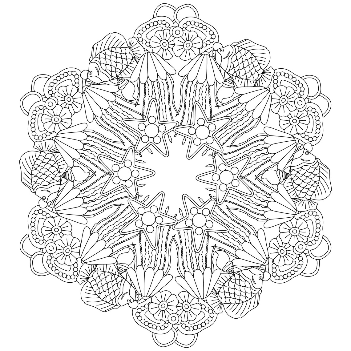 Ocean Mandala - Colouring Book - Etsy