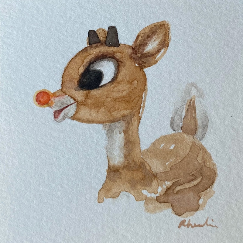 Reindeer Watercolor - Etsy