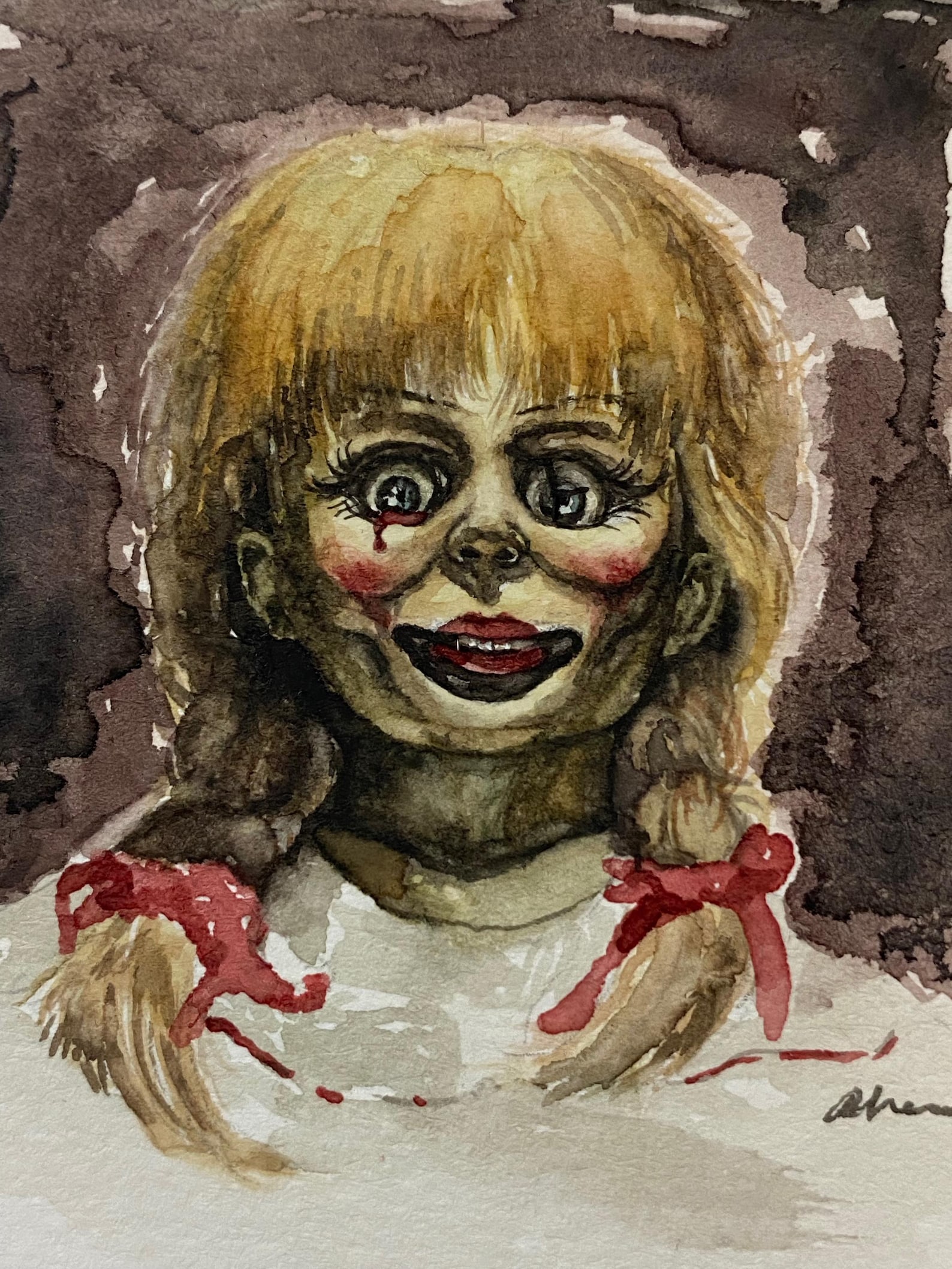 Watercolor Horror Movie Prints of Original Paintings, Scream, Annabelle ...