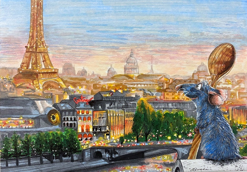 Ratatouille Scene, Artwork, Fan Art, Paris Scene, Family Movie, Disney ...