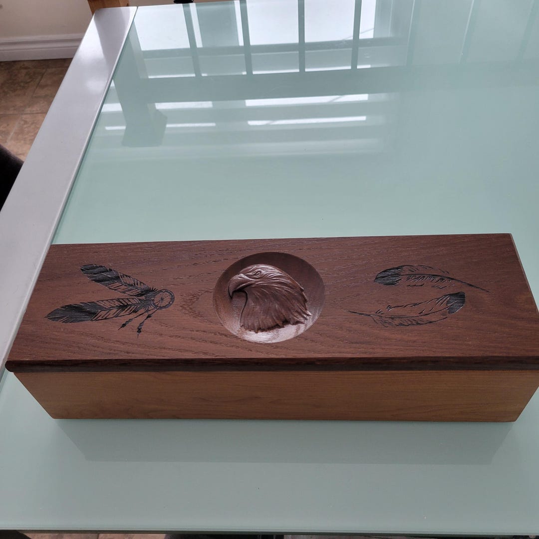 Eagle Feather Box Made of Maple With Dark Cooked Ash Cover Carved and ...