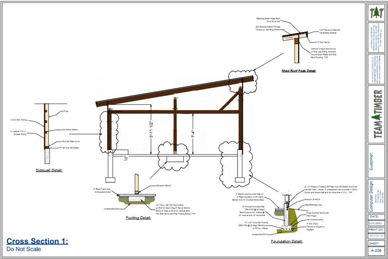 24' X 24' Timber Frame Shed Roof Garage Full Plan Set - Etsy