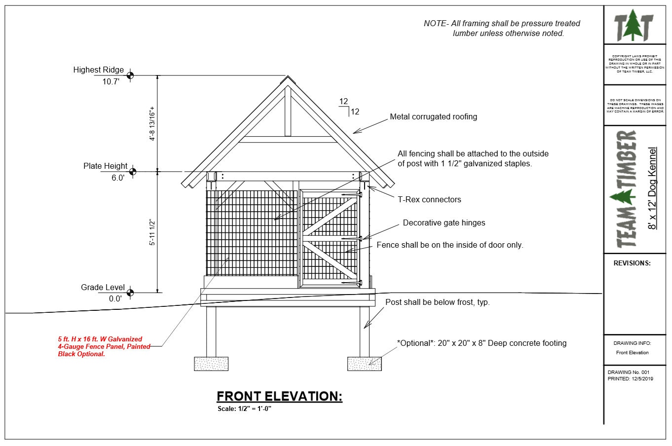 8' X 12' Post and Beam Dog Kennel DIY Building Plans - Downloadable PDF ...