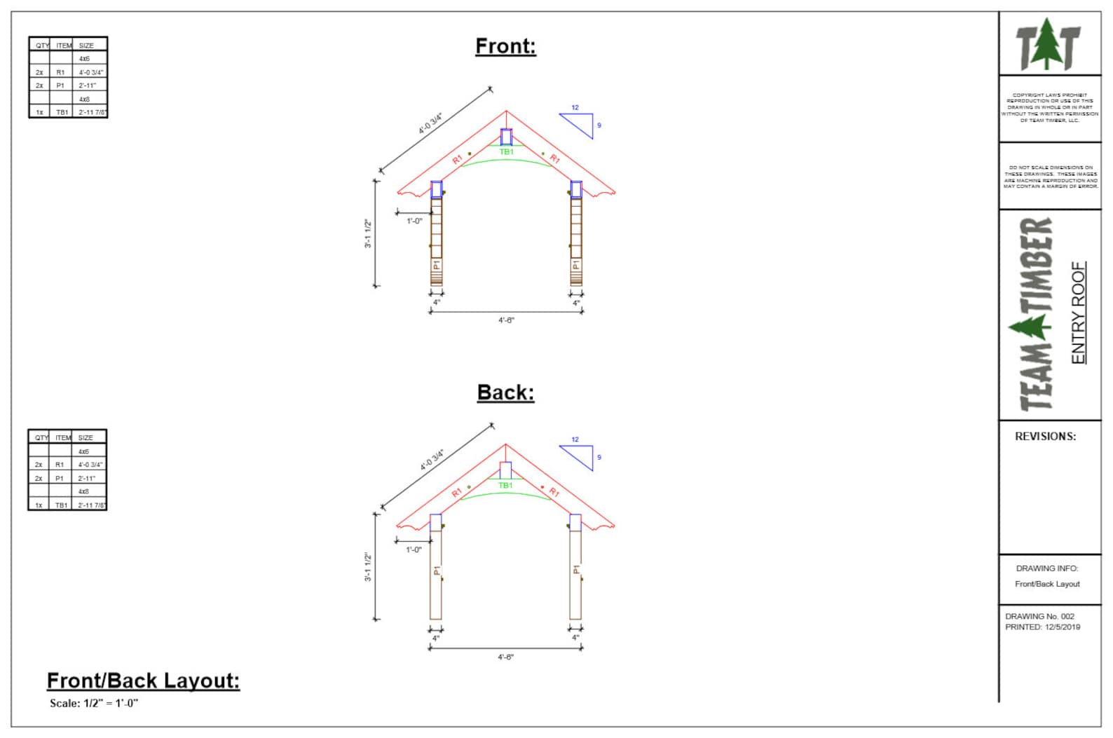 32" X 54" Timber Frame Entry Roof Plan Set - Etsy