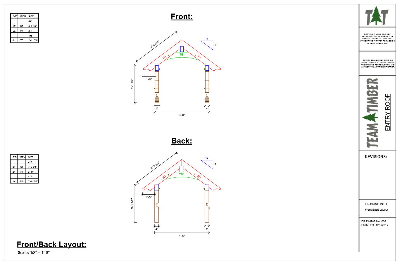 32" X 54" Timber Frame Entry Roof Plan Set - Etsy