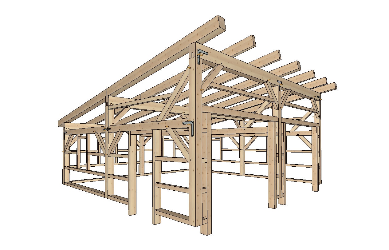 24' X 24' Timber Frame Shed Roof Garage Full Plan Set - Etsy